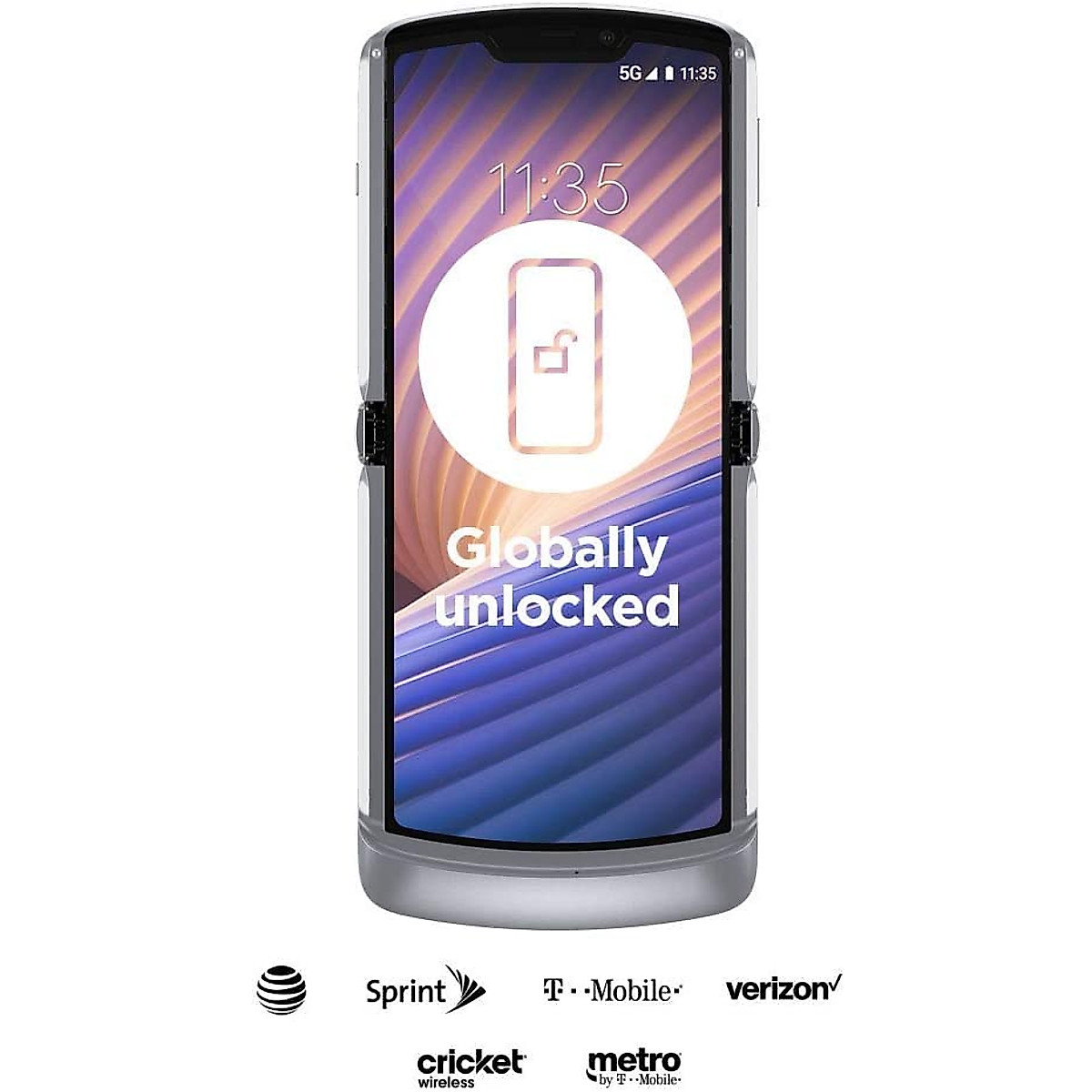 Moto Razr 5G 2020 (256GB, 8GB) 6.2" Flip P-OLED, Snapdragon 765 5G, 2800mAh Battery, 48MP Camera (Fully Unlocked for AT&T, T-Mobile, Verizon, Global) XT2071-2 Silver (Renewed)