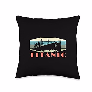 Vintage White Star Line Titanic Clothing Retro Titanic 1912 Cruise Vessel Vintage Ship Throw Pillow, 16x16, Multicolor