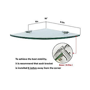 Corner Glass Shower Caddy 4 Pack 8MM-Thick Tempered Glass Shelf No Drilling Wall Mount Corner Mounted Shelves Space Saver Adhesive Bathroom Home Shelf Shampoo Holder Organizer Strong Adhesion