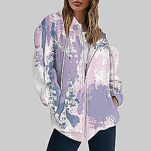 Swrowesi Zip Up Hoodie Women Drawstring Fashion Activewear Y2k Hoodie Black Zip Up Hoodie Womens Hoodies Zip Up Zip Up Hoodies for Women Printed Hooded Coat Outwear Sports Drawstring Jacket