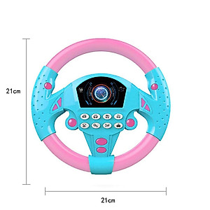 Menolana Toy Electronic Steering Wheel Simulated Driving Simulated Racing Driver Sound Toy Small Steering Wheel for Kids Babies , Pink