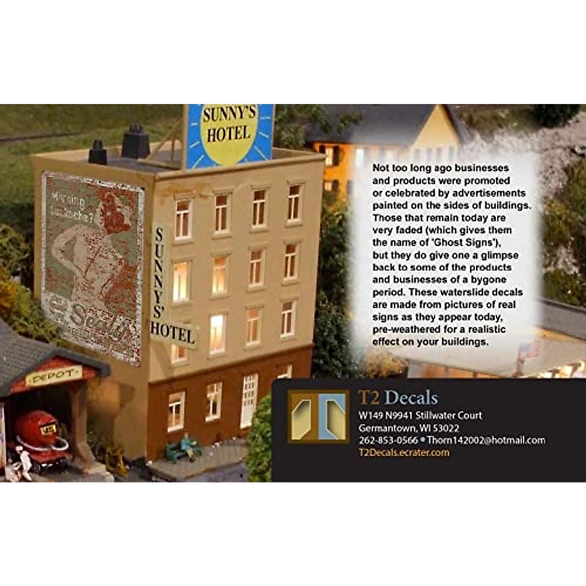 N Scale 1:160 Ghost Sign Waterslide Decals Set #11 - an Easy Way to add Realism to Your Structures!