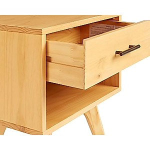 Mid Century Modern One Drawer Nightstand/Constructed of Solid Wood/Oak Finish