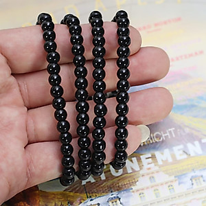 ZHFMLY 600pcs 6MM Black Glass Beads Handcrafted Round Lampwork Smooth Loose Bracelet Beads for DIY Jewelry Making #30724
