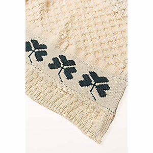 Aran Crafts Shamrock Couch 100% Merino Wool Throw Blanket 50"x60" (SHAM-THR-NAT)