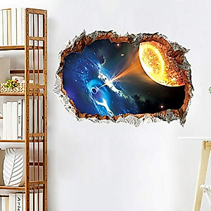 Amaonm 2 Pack Creative Removable 3D Black Hole Wall Stickers Outer of Space Scene Through The Wall Fake Window Wall Decals Art Decor for Kids Baby Nursery Bedroom Living Room Playroom (A)