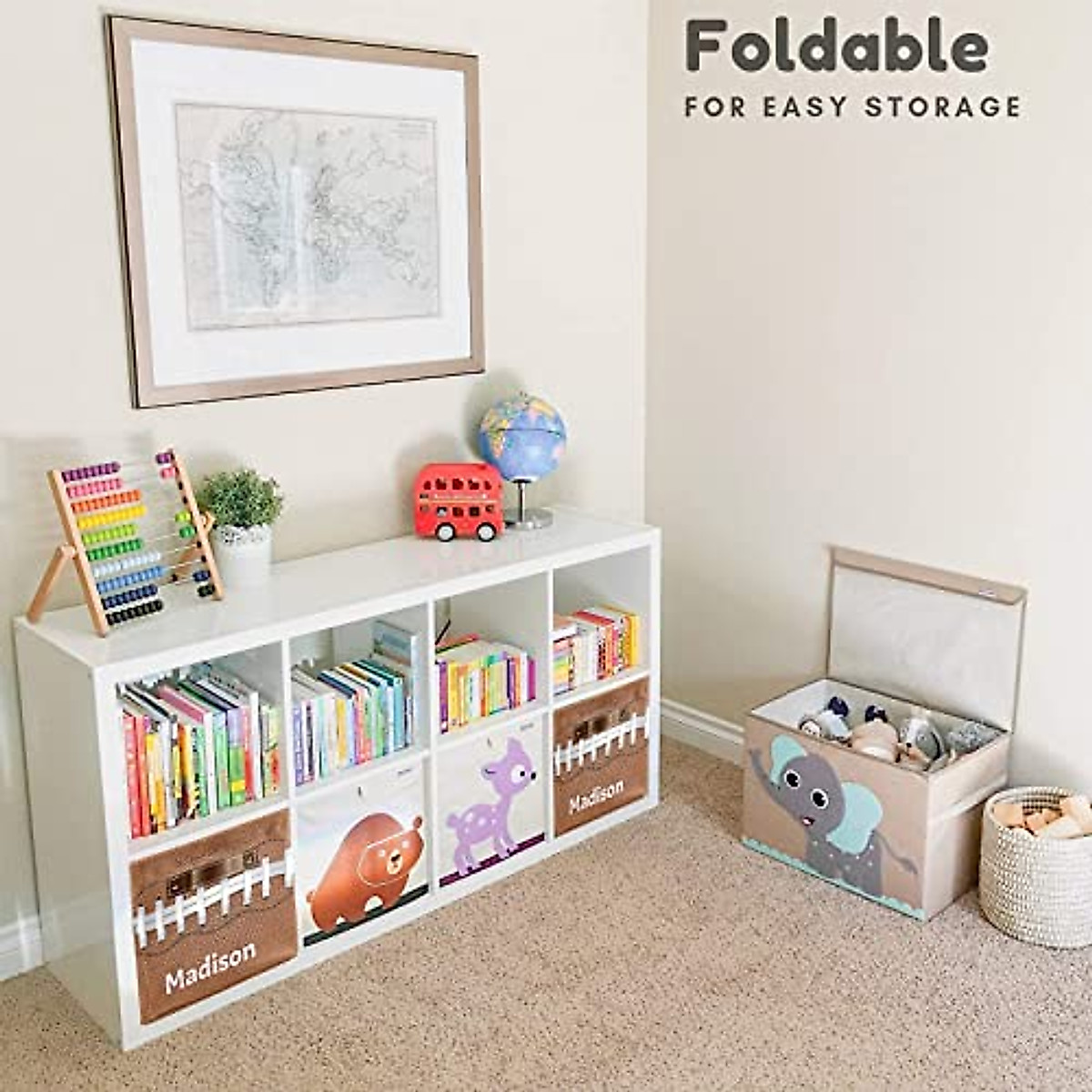 Football Laces Personalized Storage Basket ,Custom Storage Bins Cubes Organizer with Handle for Bedroom Wardrobe,Nursery,Basket 1 Pack