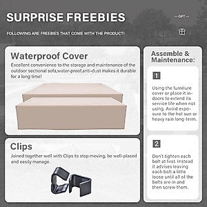 6 Pieces Patio PE Wicker Furniture Set Outdoor Brown Rattan Sectional Conversation Sofa Chair with Storage Table and Beige Cushions