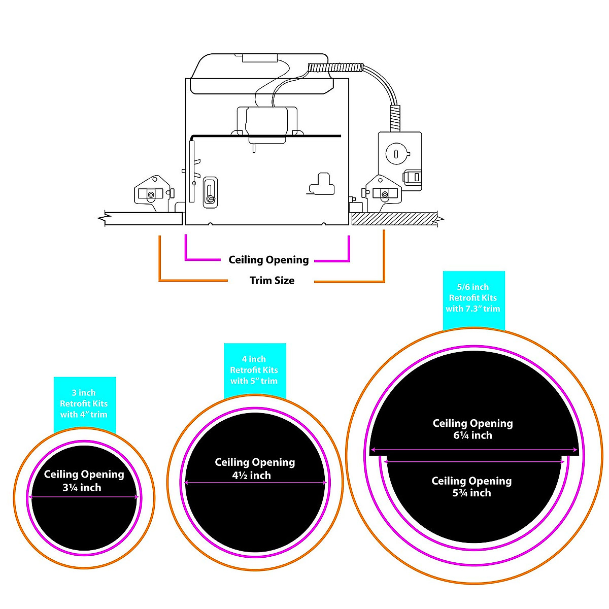 Feit Electric 4 inch InstaTRIM Adjustable Neck Recessed LED Downlight - 2700K Soft White - Dimmable - Pre-Mounted Trim - 45W Equivalent - 45 Year Life - 540 Lumen - High CRI | 2-Pack