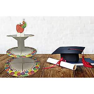 Cartoon Very Hungry Little Green Caterpillar Cupcake Holder Dessert Cupcake Tower Display Insects Pastry Serving Platter Decor for Boy Girl 1st Party Baby Shower Party Decorations Photo Booth Props