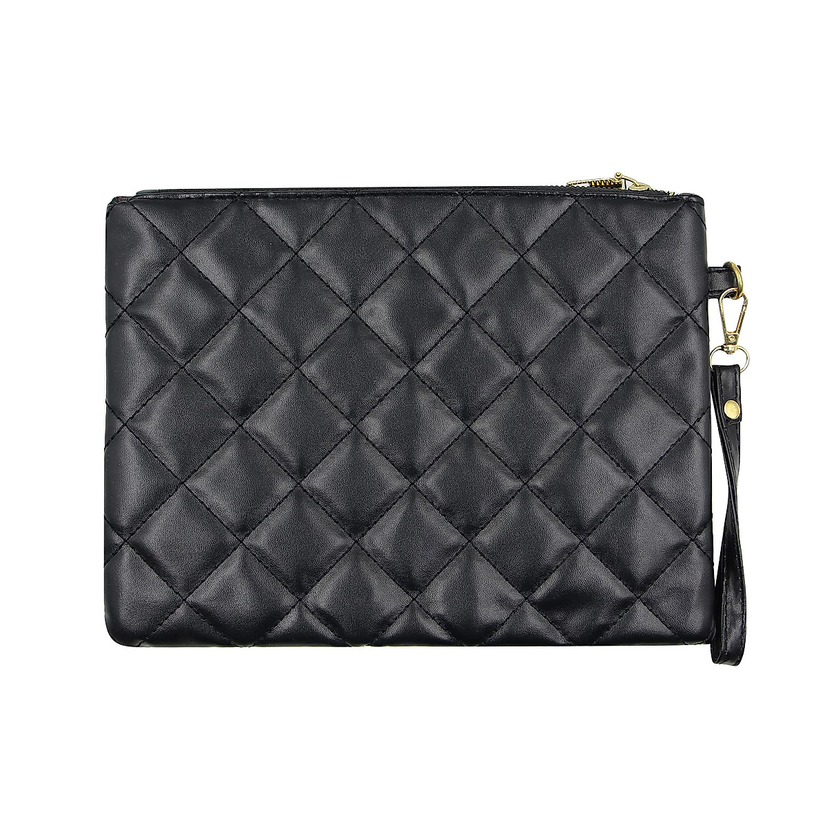 MOSSTYUS Women Wristlet Clutch Bag Purse Rhombus Rivets Handbag PU Leather Envelope Bag Large Wallets with Strap, Black