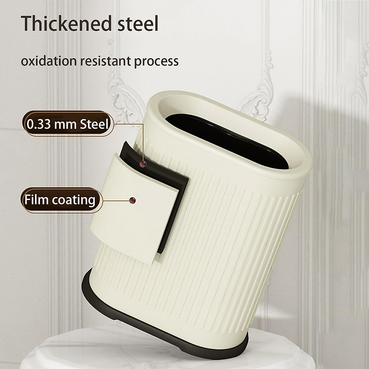 IVTUVTI Slim Bathroom Trash Can, 1.6 Gallon Garbage Can with Inner Barrel, Small Stainless Steel Wastebasket, Garbage Container Bin Waste Bin for Kitchen, Home, Office, Bedroom