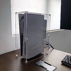 Clear Acrylic Dust Cover for PS5 Console, pS5 Case Cover Dust Proof Cover Compatible with Playstation 5 Standard and Digital (11.8''W x 6.3''D x 16.1''H)