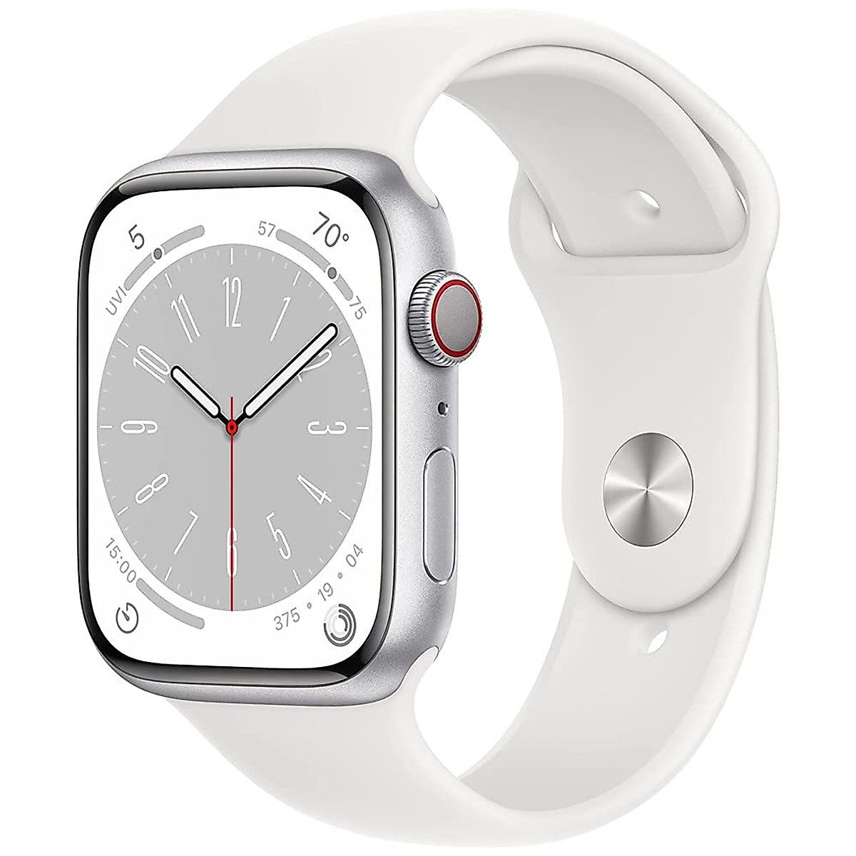Apple Watch Series 8 (41MM, GPS) - Silver Aluminum Case with White Sport Band (Renewed Premium)