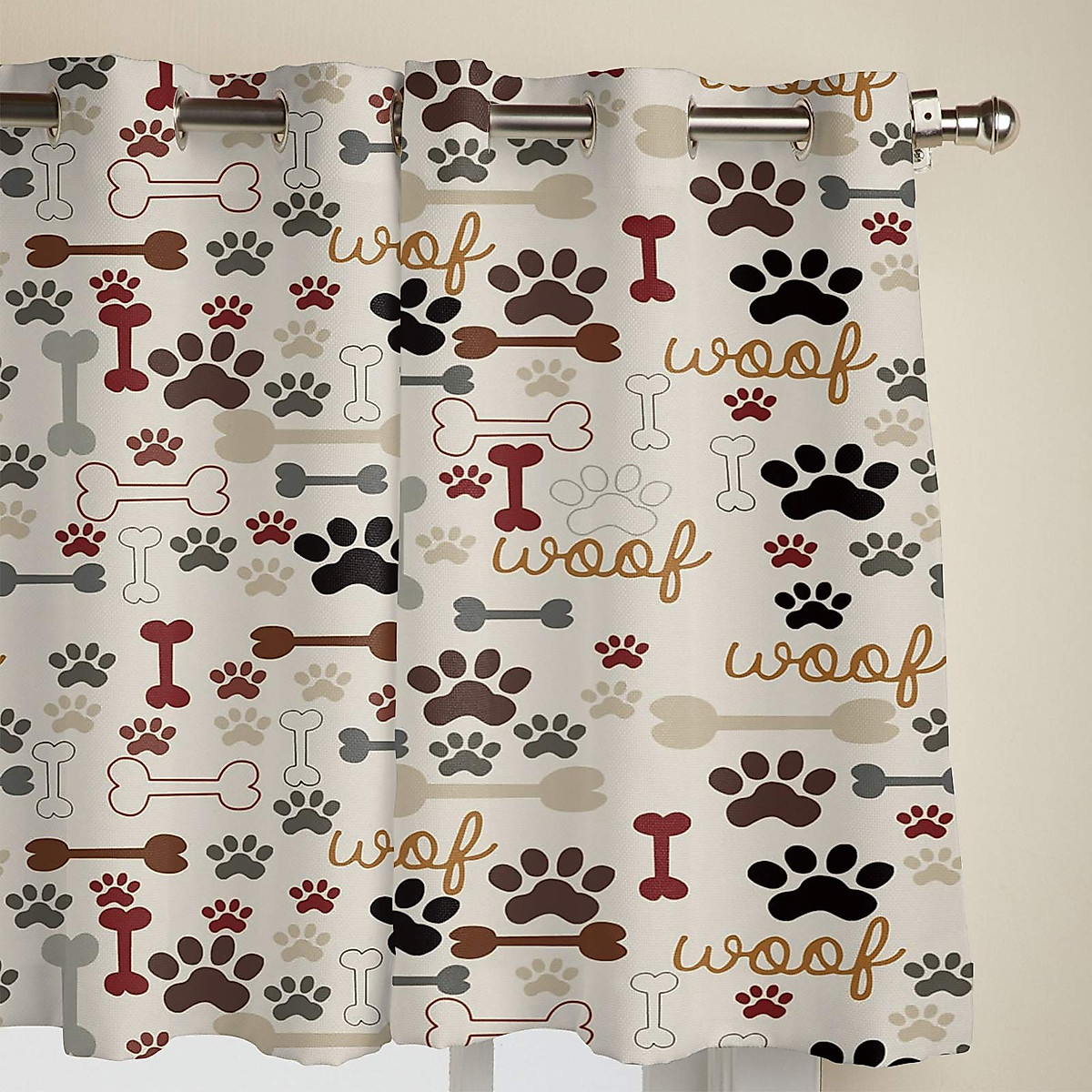 T&H Home Draperies & Curtains, Cutly Dog Pug for Pet Lover Window Curtain, 2 Panel Curtains for Sliding Glass Door Bedroom Living Room, 80" W by 63" L