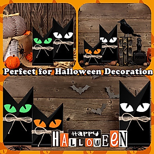 3 Pieces Halloween Black Cat Wood Decors Halloween Tiered Tray Decor Halloween Wood Cat Table Centerpiece Signs for Halloween Home Office Party Supply