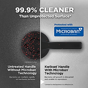 Kwikset Henley Interior Privacy Door Handle with Lock, Door Lever For Bathroom and Bedroom, Matte Black Reversible Keyless Turn Lock, with Microban Protection