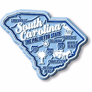South Carolina Premium State Magnet by Classic Magnets, 2.9" x 2.3", Collectible Souvenirs Made in The USA
