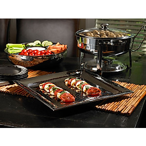 Artisan Hammered Stainless Steel 16-Inch Square Serving Tray, Large