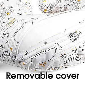 Boppy Nursing Pillow and Positioner - Original, Notebook Black and White with Gold Animals, Breastfeeding, Bottle Feeding, Baby Support, with Removable Cotton Blend Cover, Awake-Time Support