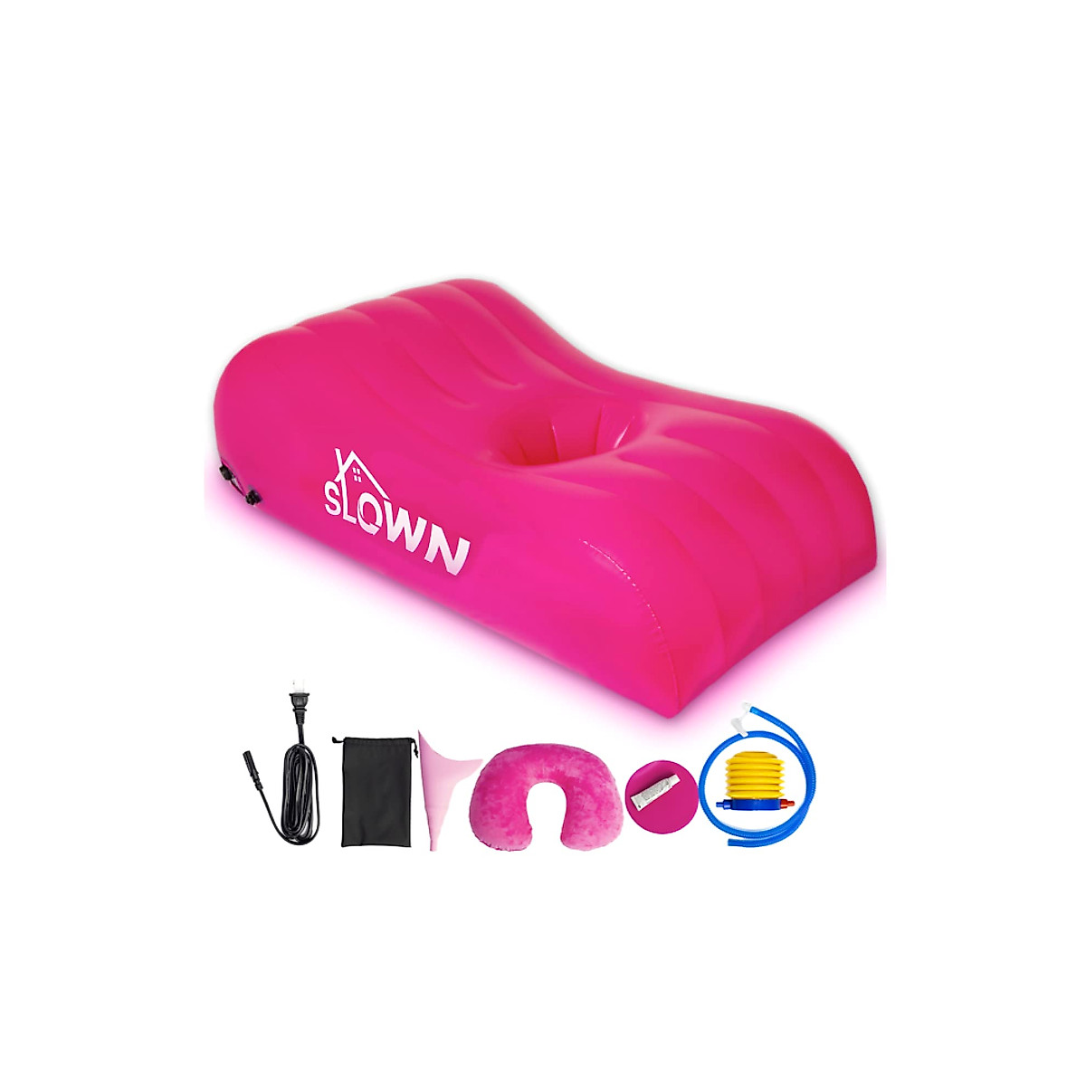 Slown BBL Bed - Inflatable BBL Mattress with Hole After Surgery for Butt Sleeping, Brazilian Butt Lift Recovery, BBL Bed with Hole with Built-in Electric Air Pump, Neck Pillow and Urination Device