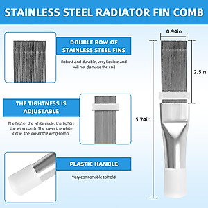 AMI PARTS 3 PCS Air Conditioner Fin Comb Condenser Fin Straightener Include FCR6 Fin Comb, Plastic Air Conditioner Fin Comb and Metal Radiator Fin Comb for Air Conditioner Condenser