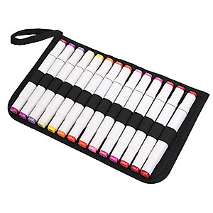 BOMKEE 28 Slots Pencil Sleeve, Binder Pencil Case Inner Page Carrying Pen Pad Fit for Cosmetic Brush, Crayon, Color Pencil, Gel Pen