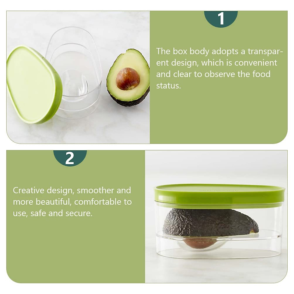 Operitacx 2Pcs Avocado Keeper Transparent Avocado Storage Container Box Avocado Saver Fresh Fruits Vegetables Storage Containers for Kitchen Fridge Food Organizer