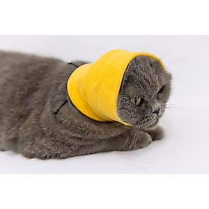 DDFS Cat Hematoma Ear Wrap,Cat No Flap Ear Wrap Anxiety & Stress Relief - No Flap Ear Wrap for Cats Yellow S