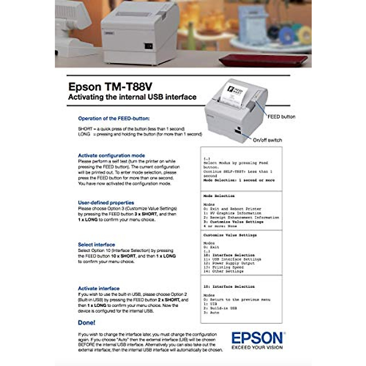 EPSON TM-T88V-330 Thermal Receipt Printer (USB and Ethernet) Power Supply Included
