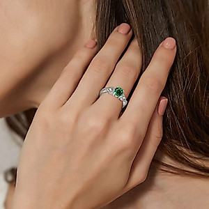 STARCHENIE Women Infinity Promise Rings 925 Sterling Silver Wedding Engagement Promise Ring Size7 Emerald color