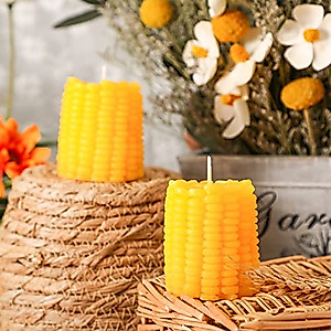 Coume 2 Pieces Fall Corns Decor Pillar Candles Fake Corn Scented Candles Soy Wax Corn Candles for Autumn Thanksgiving Harvest Party Home Table Office Birthday Decorations, Bluebell Fragrance