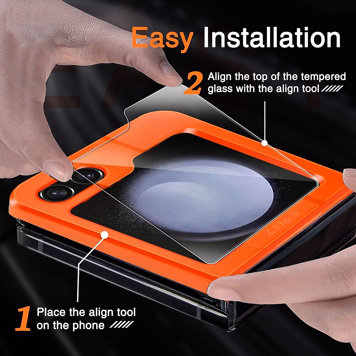 Milomdoi [9 in 1] for Samsung Galaxy Z Flip 5 Screen Protector, 3 Pack Inner Screen Flexible Film + 3 Pack Tempered Glass Back Screen Protector + 3 Pack Camera Protector with Easy Installation Frame