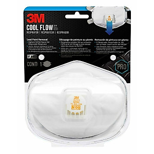 3M N100 Lead Paint Removal Valved Respirator 8233, 1 Pack, COOL FLOW Exhalation Valve, NIOSH-APPROVED, Advanced Filter Media For Easy Breathing, Adjustable Noseclip, Soft Foam Faceseal (8233PA1-B-PS)
