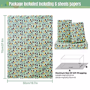 NEPOG Farm Cow Wrapping Paper for Boys Girls Kids, Cute Cow Farmhouse Tractor Farm Theme Design Green Birthday Paper 6 Sheets Folded Flat 20x28 inches per Sheet for Birthday Party Baby Shower