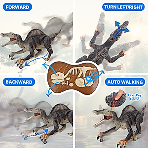 TALGIC- Remote Control Dinosaur Robot - Realistic Walking, Roaring, and Spraying Spinosaurus Toys - Light up and Shaking Head and Tail Robot Dinosaur for Kids Ages 3+