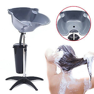 Gdrasuya10 Hair Washing Sink, Portable Shampoo Bowl Basin Height Adjustable Vertical Hair Wash Plate Grey Tool Vertical Shampoo Basin Plate 10L Removable Hair Washing Sink (Grey)