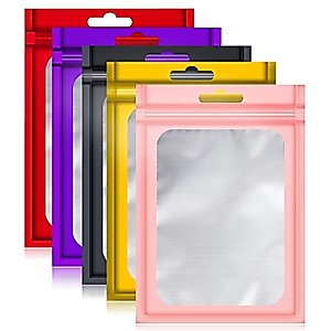 ODDIER 2.7"x3.9" Mylar Bags 100 Pack Set of 5 Colors Matte Foil Mylar Resealable Ziplock Bag, Each Color 20pcs Slider Seal Technology Storage Bags Grip Food Containers Organization for Party Favor Food Storage