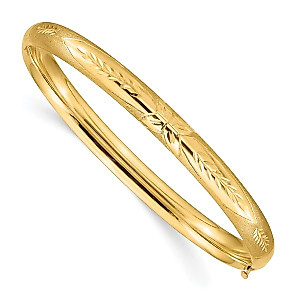 IceCarats 14K Yellow Gold 6.35mm Florentine Hinged Bangle Bracelet