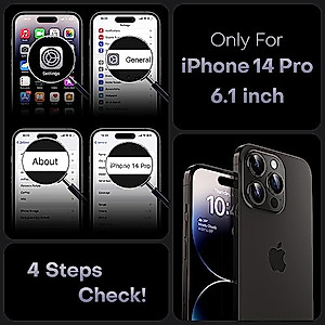 TOCOL 3 in 1 for iPhone 14 Pro Case, [Upgraded Camera Protection] with 2 Pack Screen Protector, [Military Grade Drop Tested] Shockproof Slim Translucent Matte Back Cover 6.1", Black
