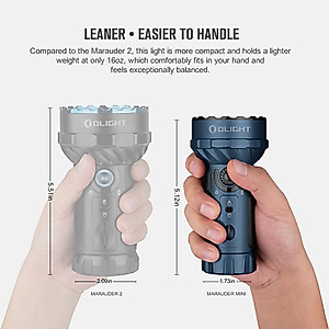 OLIGHT Marauder Mini 7,000 Lumens Bright Flashlight with 600 Meters Beam Distance, Powerful RGB Flashights, Magnetic Rechargeable Lights for Outdoors Work, Hunting, and Searching (Midnight Blue)