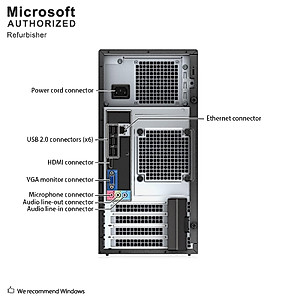 Dell Optiplex 390 MiniTower PC - Intel Core i5-2400 3.1GHz 8GB 250GB DVDrw Windows 10 Pro (Renewed)