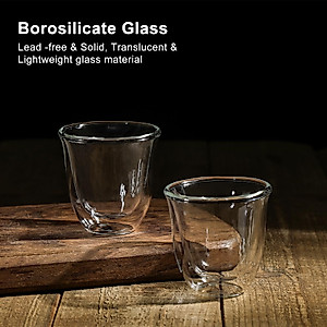 ZONEYILA Double Walled Espresso Glass Cups, Insulated Glasses Coffee Mug, Clear Borosilicate Glass Demitasse Cups, Suit for Hot/Cold Drinks, 2.7 Ounces/77 Milliliters, Set of 2