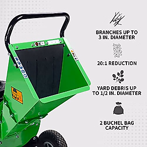 GARDENBEAUT S1 Wood Chipper Shredder Mulcher 7 HP 212cc Heavy Duty Engine Gas Powered 3 inch Max Wood Diameter Capacity 20:1 Reduction Ratio 1-Year Warranty After Product Registration
