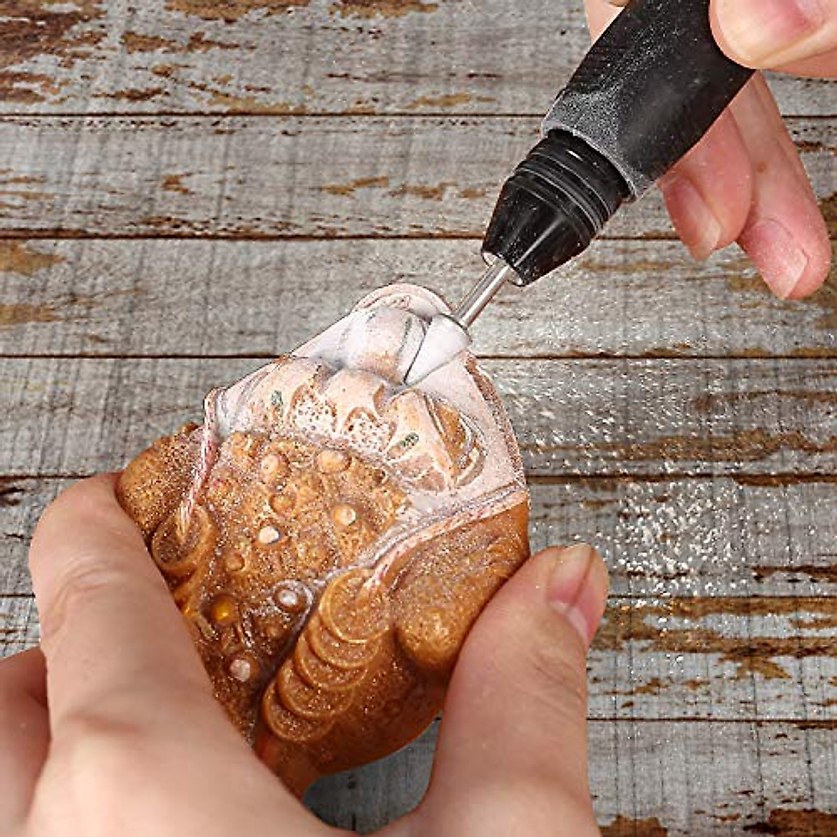 60 Grit 20Pcs 𝗗𝗶𝗮𝗺𝗼𝗻𝗱 𝗕𝘂𝗿𝗿 𝗦𝗲𝘁 - GOXAWEE Rotary Grinding Burrs Engraving Bits Set with 1/8-inch Shank, Diamond-Coated Stone Carving Accessories Bit Universal Fitment for Rotary Tools