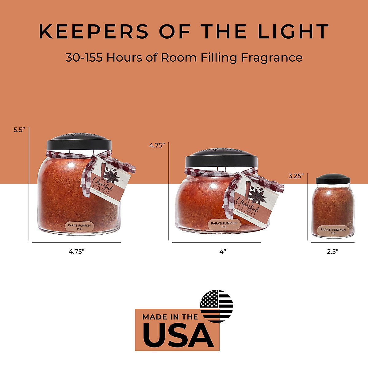 A Cheerful Giver - Papa's Pumpkin Pie Baby Scented Glass Jar Candle (6oz) with Lid & True to Life Fragrance Made in USA