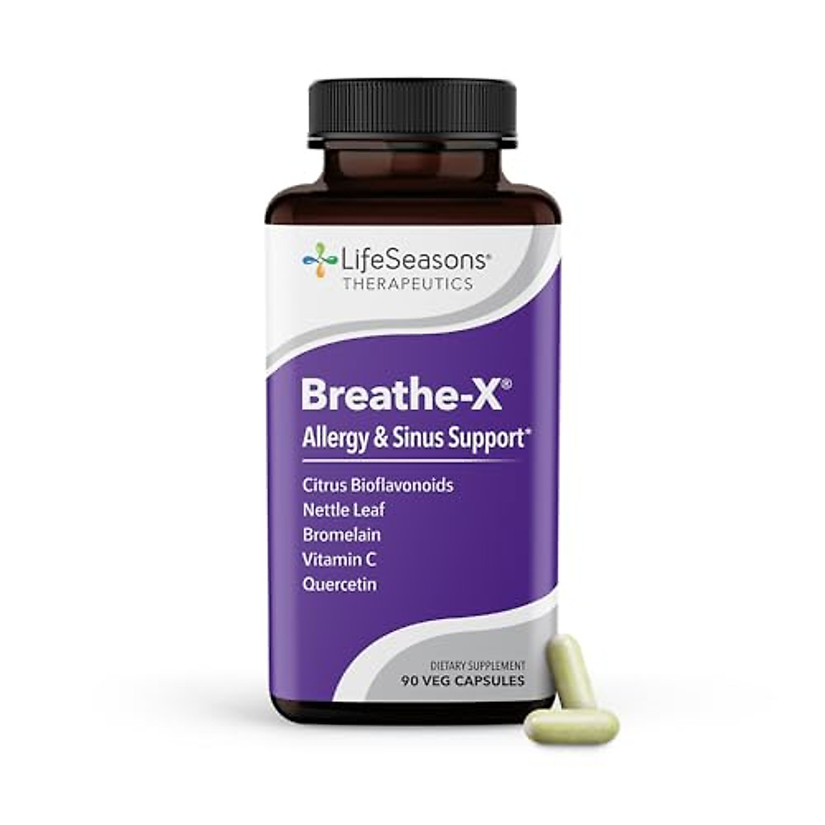 Breathe-X - Allergy & Sinus Relief Supplement - Supports Sinuses & Nasal Discomfort - Non-Drowsy & Fast-Acting - Quercetin, Bromelain, Citrus Bioflavonoids, Nettle Leaf & Vitamin C - 90 Capsules