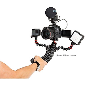 JOBY GorillaPod 5K Kit + Rig Upgrade, Professional Tripod Stand with Ball Head for DSLR or Mirrorless Cameras with Lens (up to 11lbs/5kg) Black/Charcoal Bundle with 64GB SD Card, Cloth