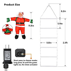 Toodour LED Christmas Light - Christmas Decorative Ladder Lights with Santa Claus, Christmas Decorations Lights for Indoor Outdoor, Window, Garden, Home, Wall, Xmas Tree Decor (2.5FT, Warm White)