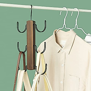 Mkono 3 Pack Pants Hangers Space Saving 5 Tier Skirt Hanger with Adjustable Clips and Purse Hanger Organizer for Closet, 2 Pack 360°Swivel Bag Holder